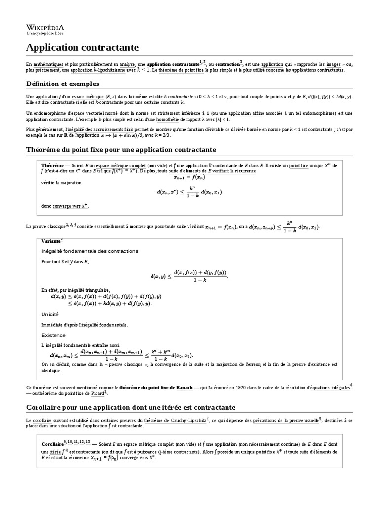 Applications contractantes en mathématiques | PDF | Relations ...