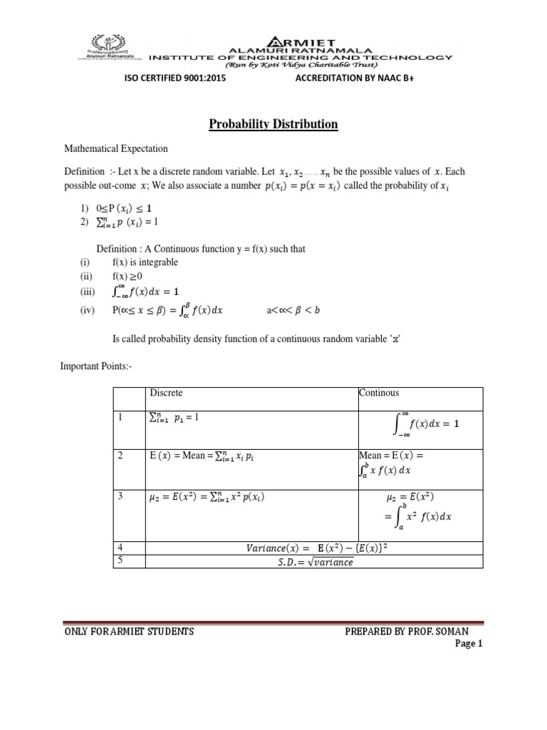Probability and Probability Distribution | Download Free PDF | Standard Deviation | Probability ...