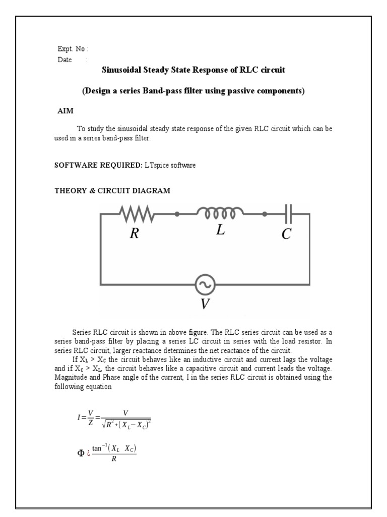 Eee Experiment 8 Pdf Electrical Network Electronic Filter