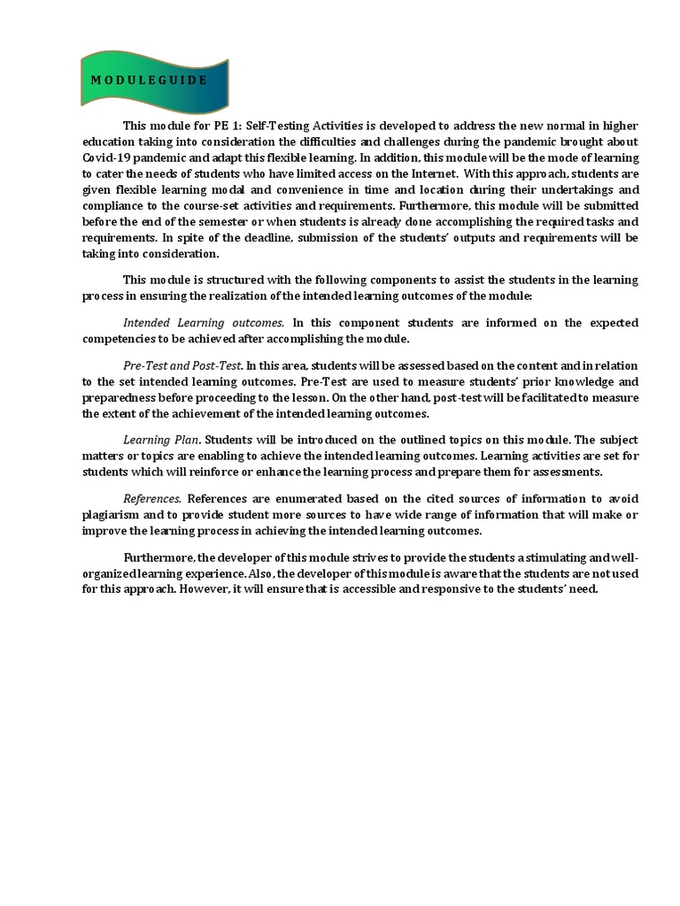 Pe 1 Module For Midterm | PDF | Physical Education