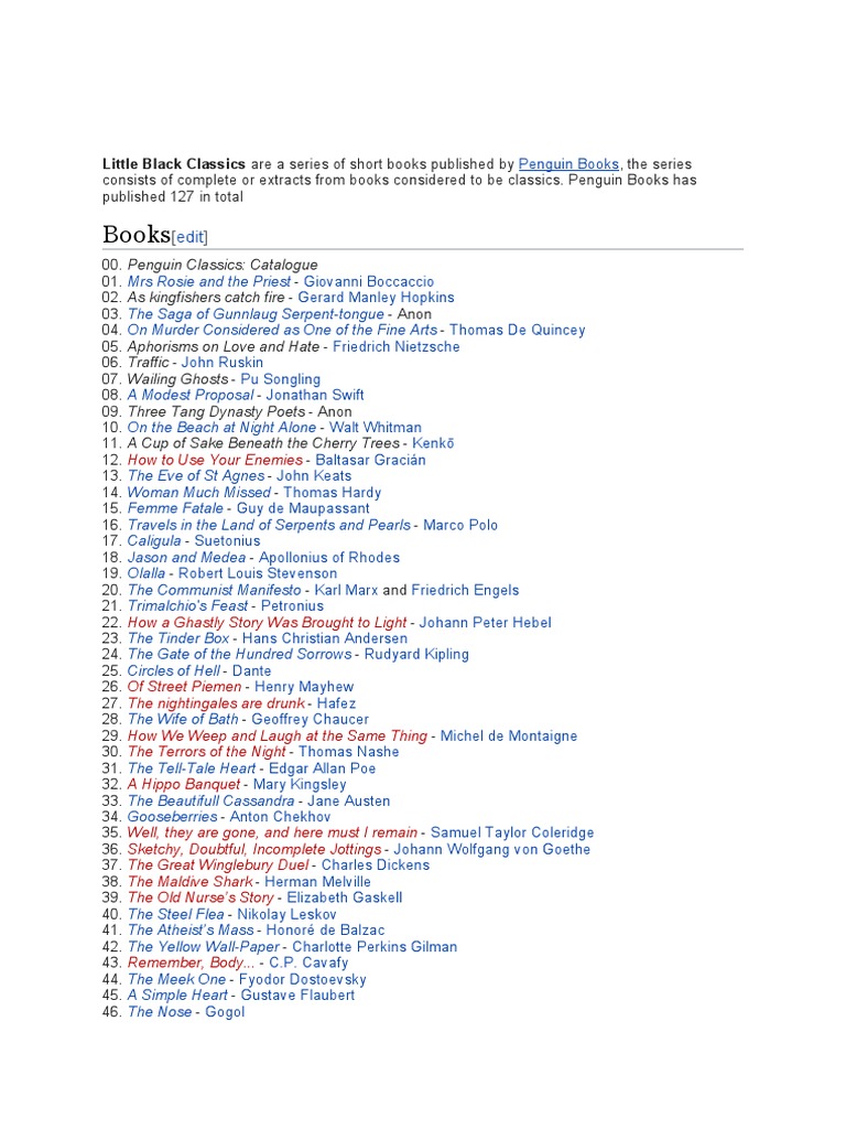Overview of Penguin's Little Black Classics | PDF