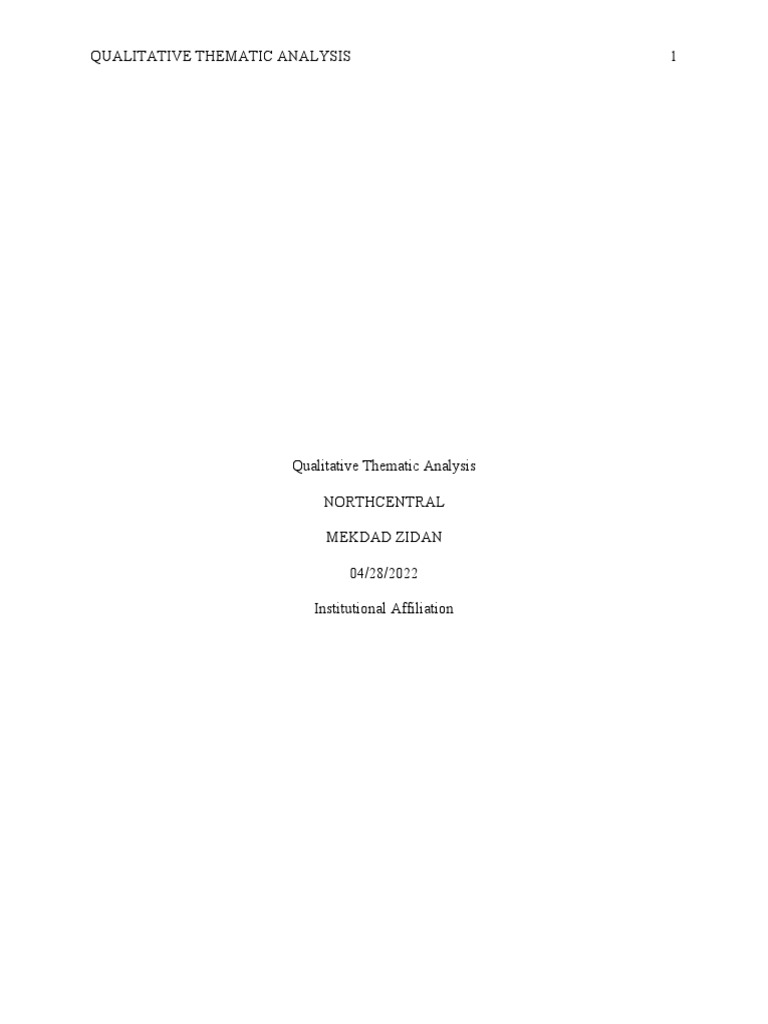 Qualitative Thematic Analysis | PDF | Qualitative Research | Data