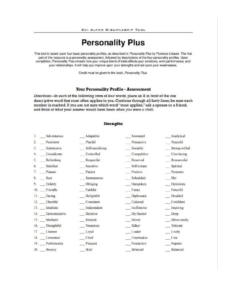 Personality Plus Test | PDF