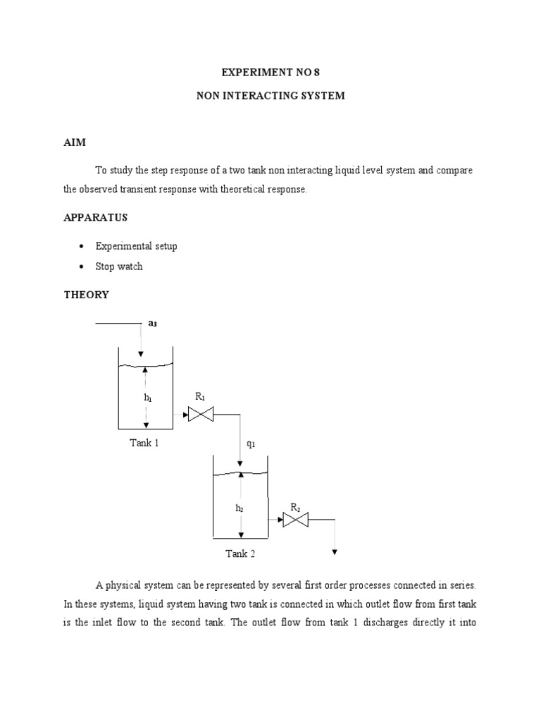 Non-Interacting Liquid Level System Study | PDF | Flow Measurement ...