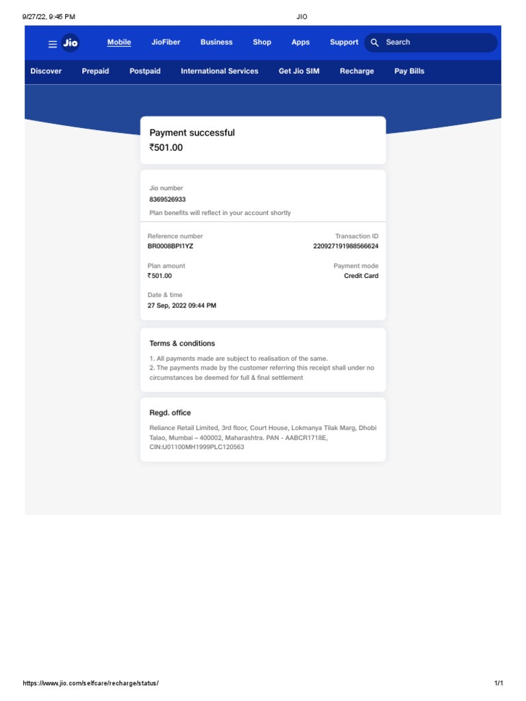 JIO International Recharge | PDF