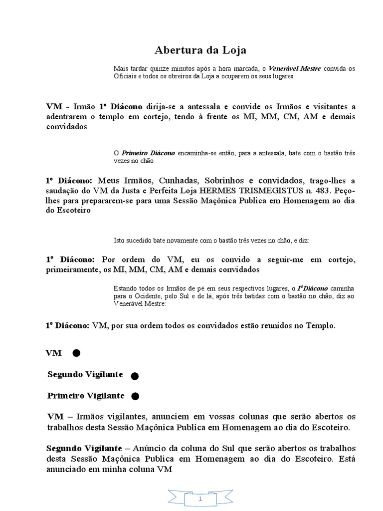 Ritual Sessão Maçonica Publica | PDF | Loja Maçônica | Maçonaria