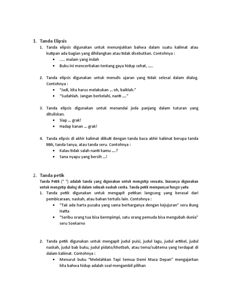 Tanda Elipsis, Tanda Petik, Tanda Petik Tunggal | PDF
