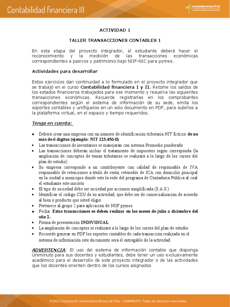 Transacciones Contables 1 | PDF | Contabilidad | Impuesto al valor agregado