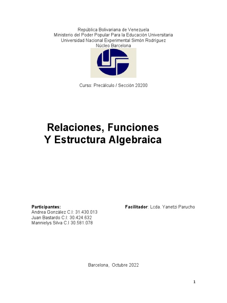 Trabajo Andrea Universidad Simon Rodriguez | PDF | Campo (Matemáticas) | Anillo (Matemáticas)