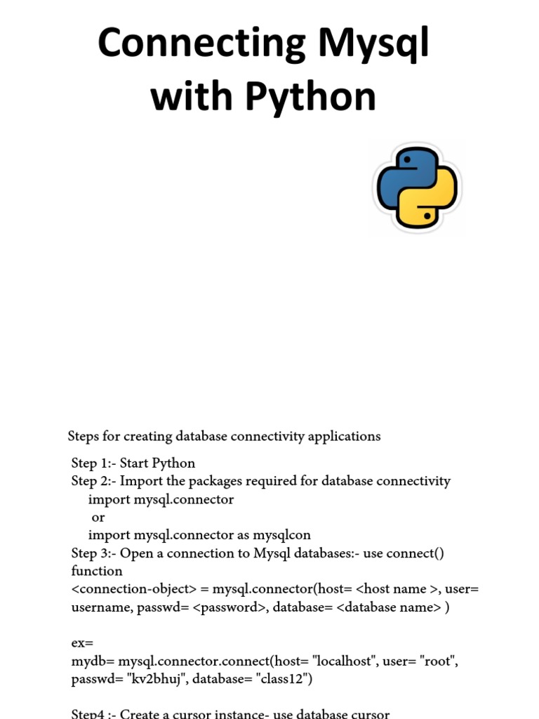 Mysql Connectivity With Python Pdf
