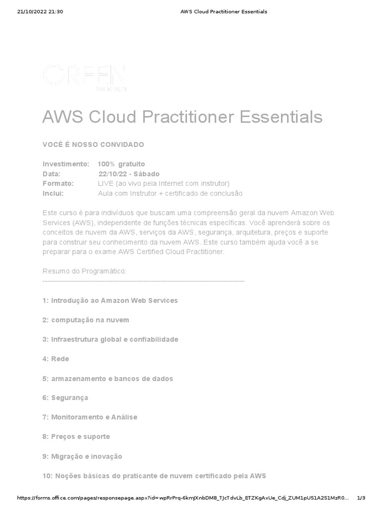 AWS Cloud Practitioner Essentials | PDF | Computação em nuvem | Internet
