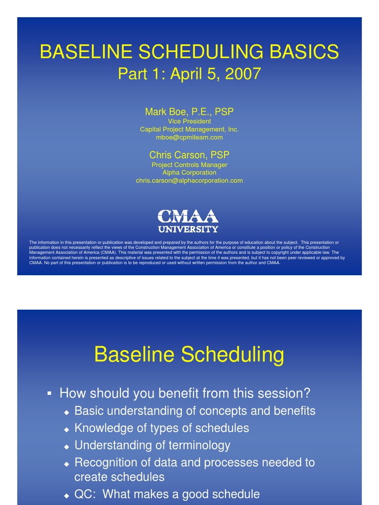 Baseline Scheduling Basics - Part-1 | PDF | Construction Management | Project Management
