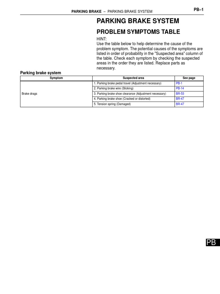 PB - Parking Brake | PDF | Brake | Steering