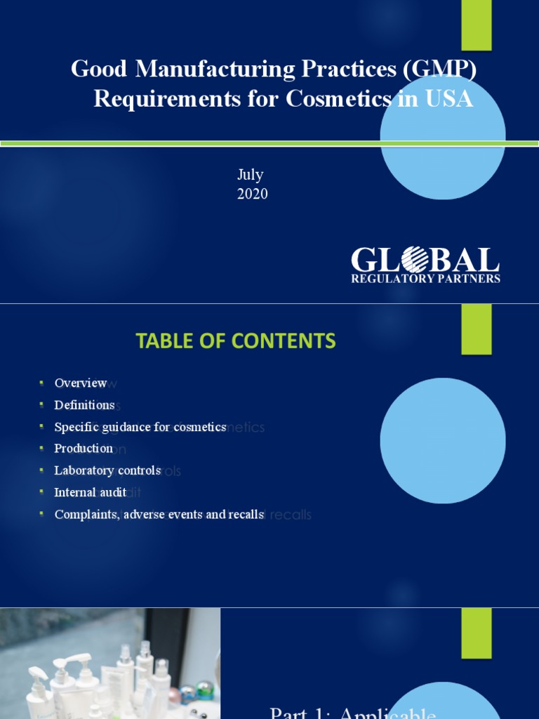 USA Cosmetic Good Manufacturing Practices GMP | PDF | Federal Food ...