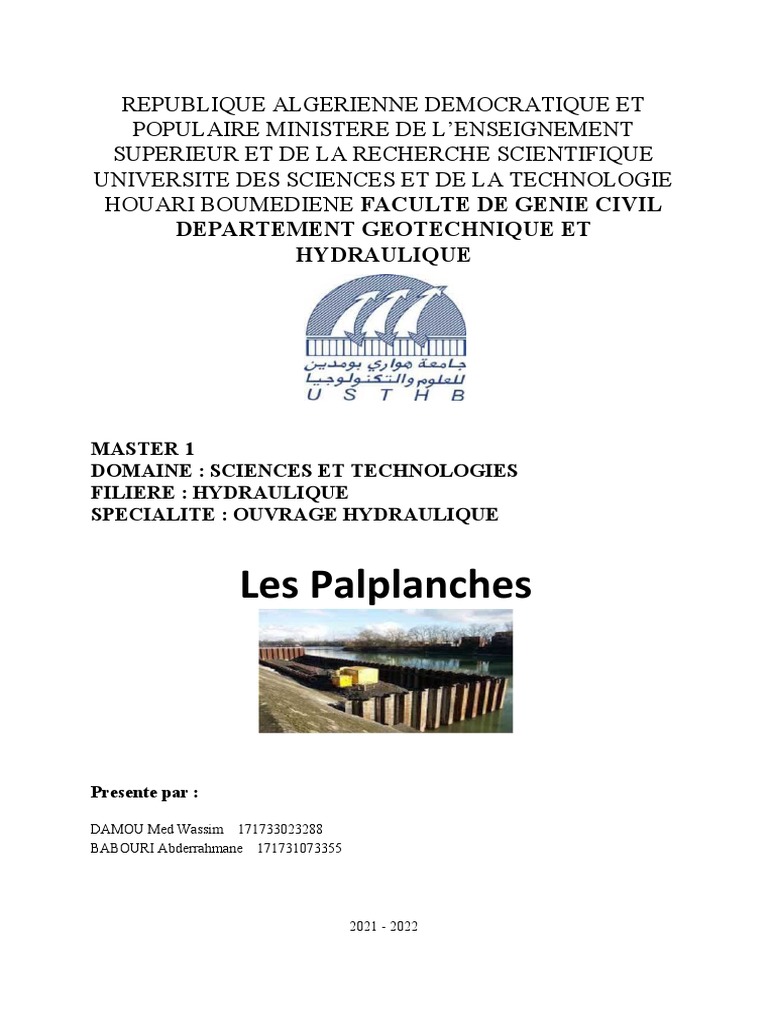 Exposé-Palplanches - 1 | PDF | Génie géotechnique | Génie du bâtiment