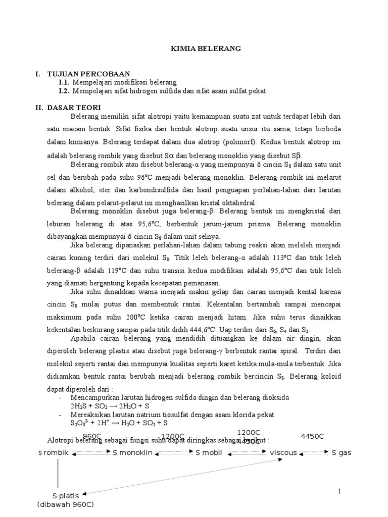 Modifikasi dan Sifat Alotrop Belerang | PDF