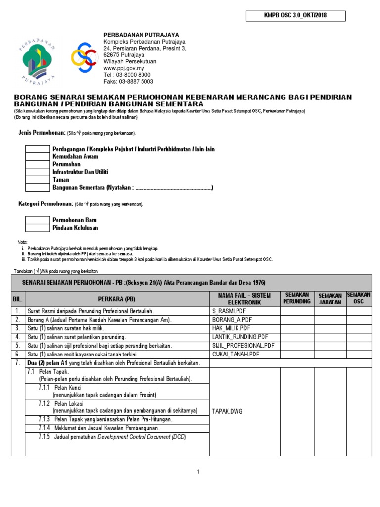 Borang Semakan Kebenaran Merancang Pendirian Bangunan | PDF