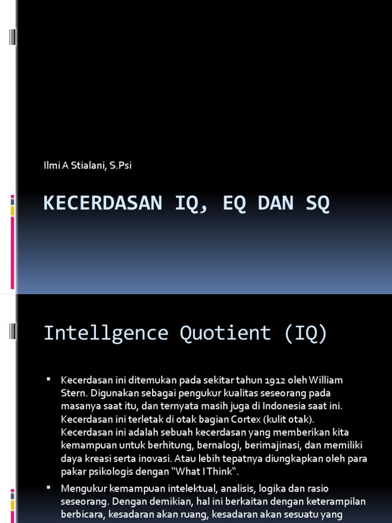Kecerdasan Iq Eq Dan SQ | PDF