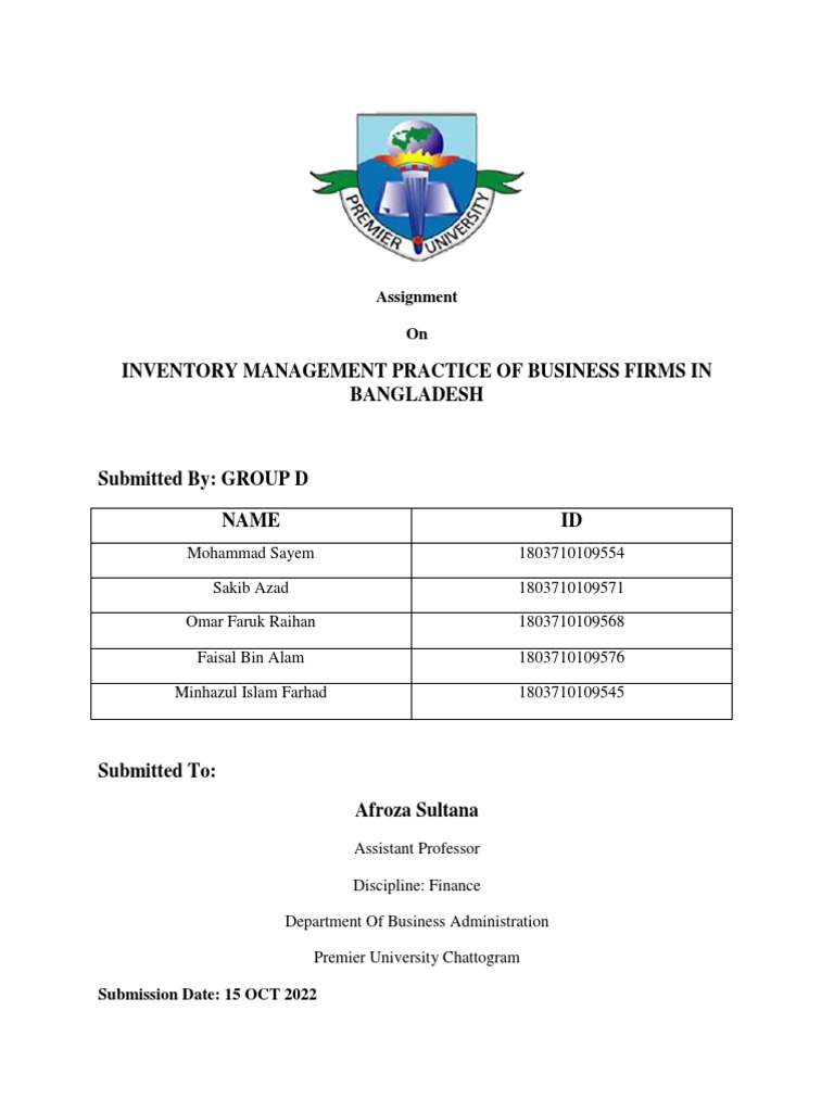 WCM Assignment Group D | Download Free PDF | Inventory | Warehouse