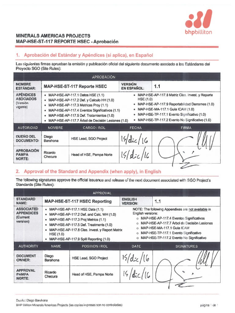 MAP-HSE-ST-117 Reporte HSEC Esp Eng - Sin ICAM | PDF | Transporte