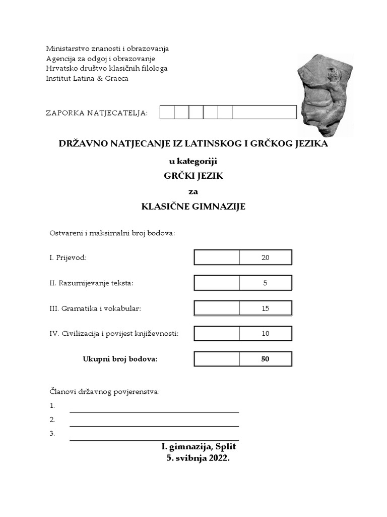 2022 Drzavno KG Grcki S-Rješenjima | PDF