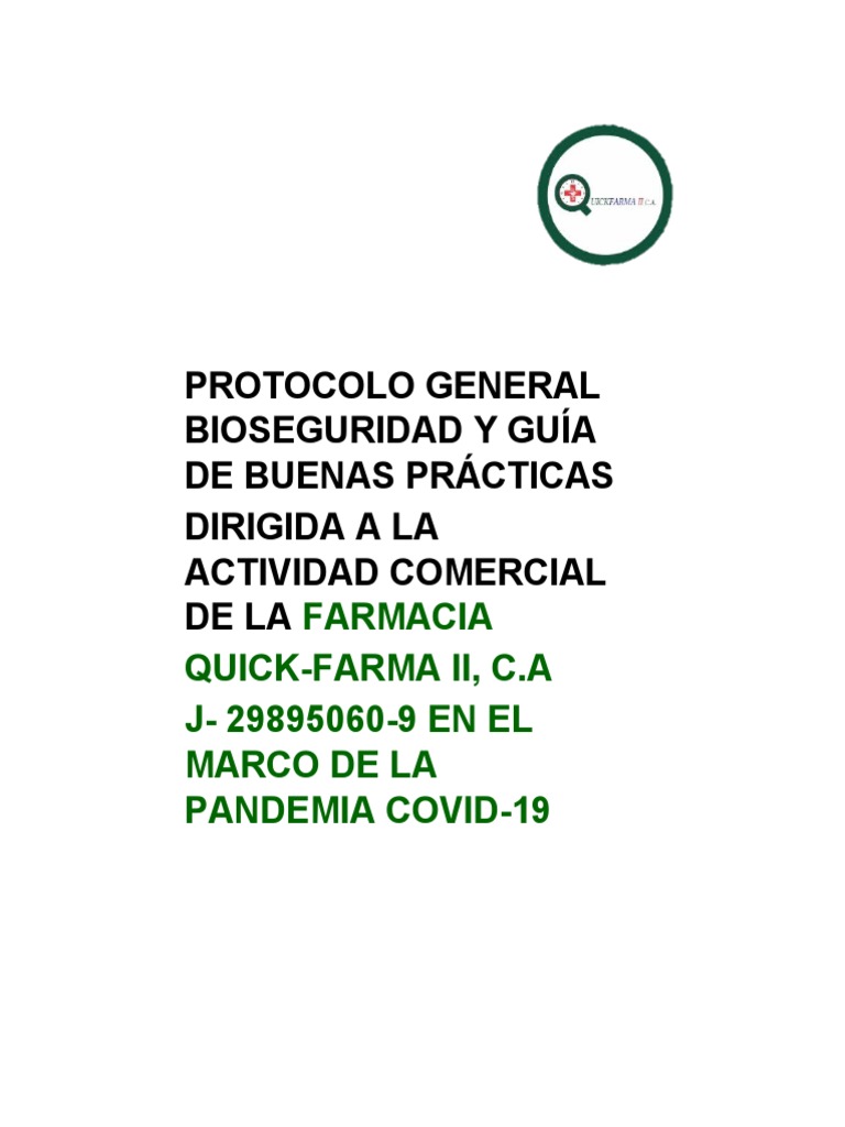 Protocolo General Bioseguridad y Guía de Buenas Prácticas Farmacia ... Protocolo General Bioseguridad y Guía de Buenas Prácticas Farmacia ...