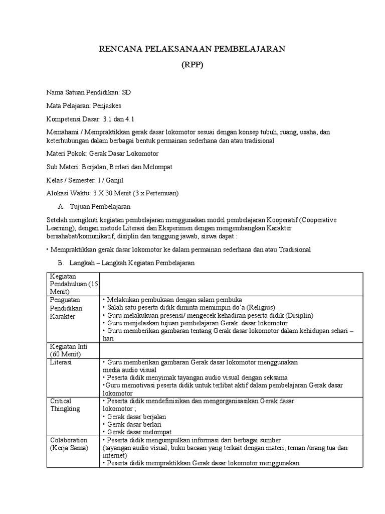 RPP Pjok | PDF | Karier & Perkembangan