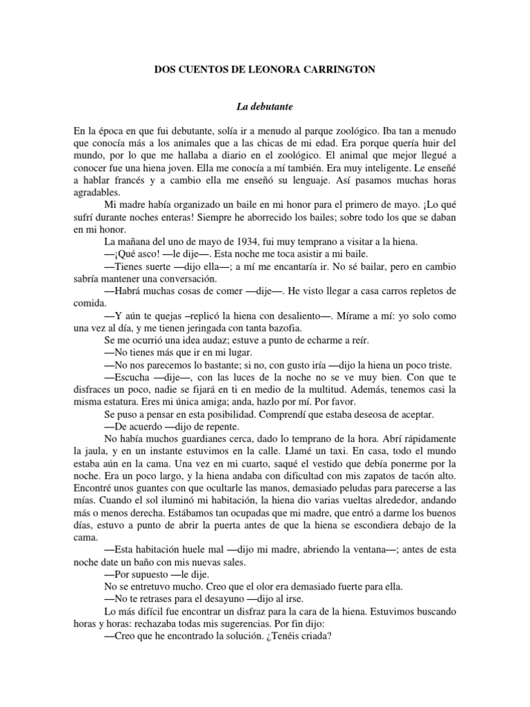 Dos Cuentos de Leonora Carrington | PDF | Novela negra, policíaca y suspenso