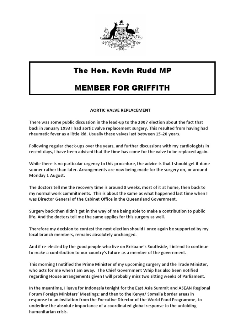 Krudd Heart Op Statement. | PDF | Kevin Rudd | Government