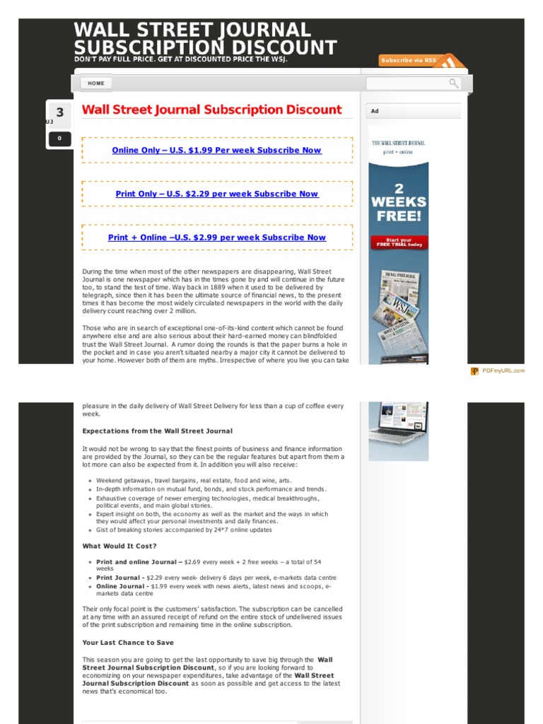 Wall Street Journal Subscription | PDF | The Wall Street Journal | Wall ...