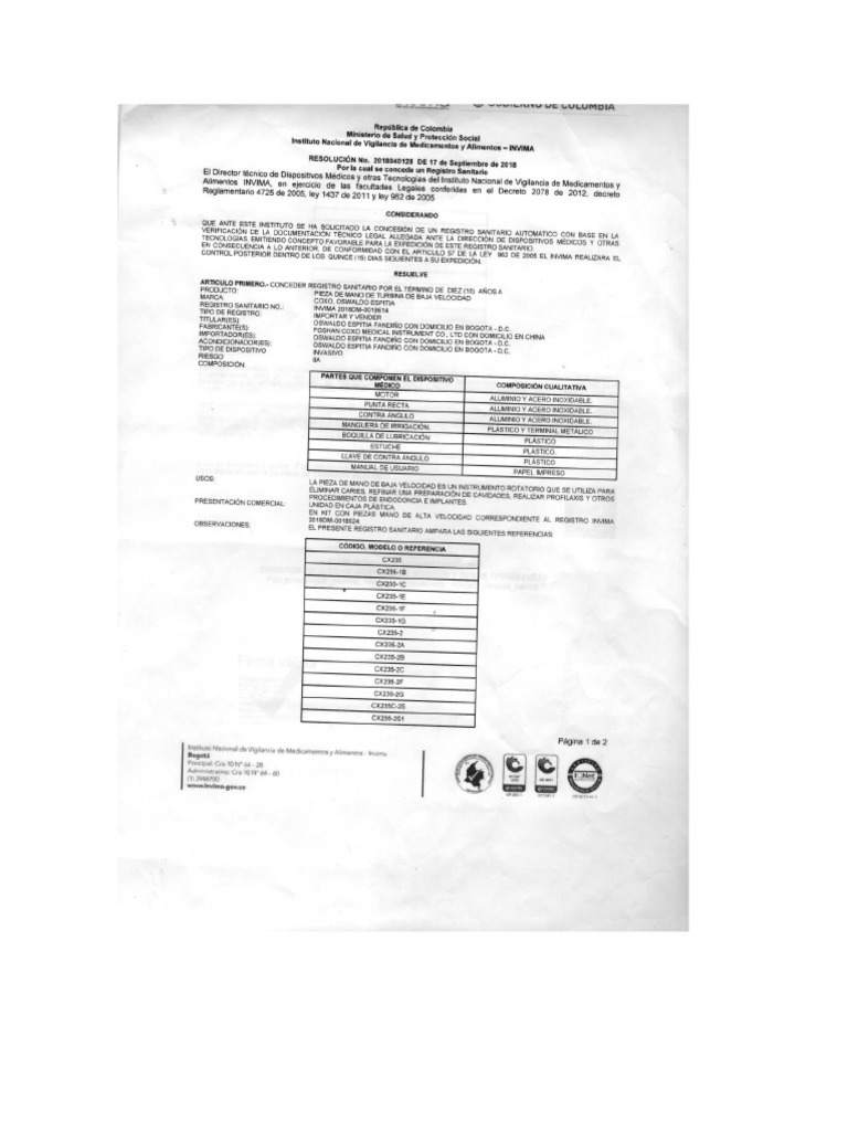 INVIMA Kit de Baja | PDF