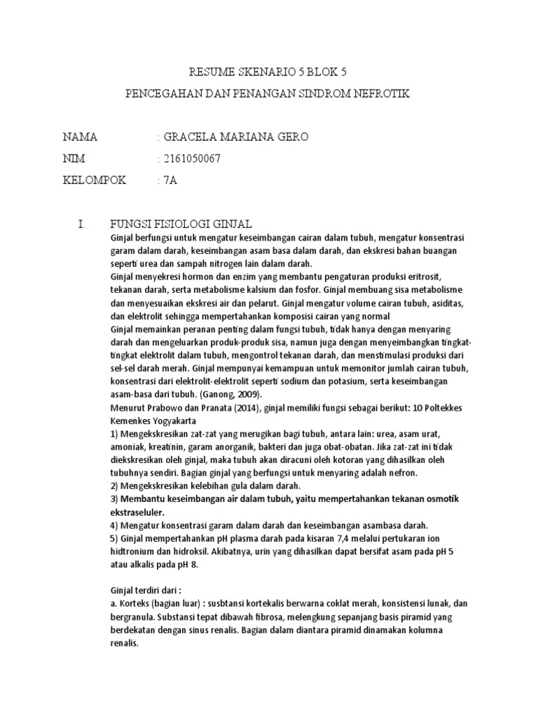 Resume Skenario 5 Blok 5 - Gracela Mariana Gero - 7a - 2161050067 | PDF