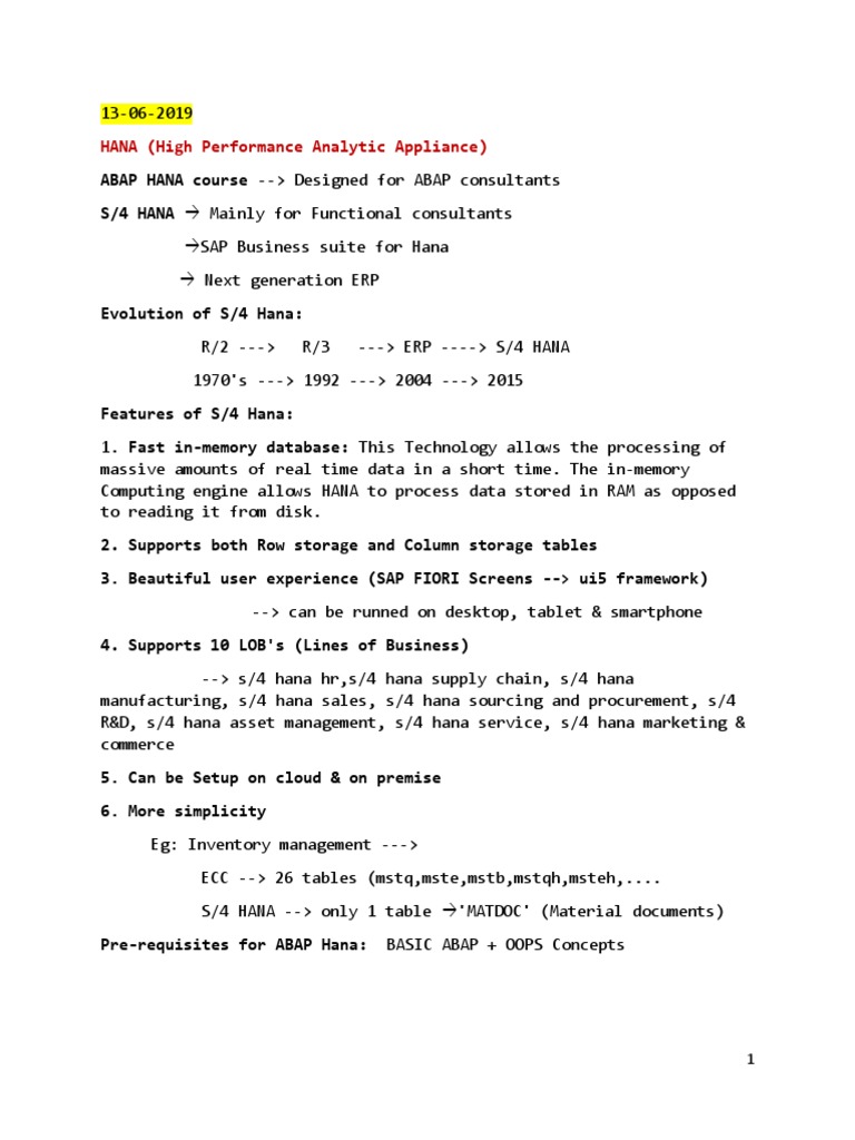 An In Depth Guide To Sap Hana Abap Development And Sql Pdf Parameter Computer Programming