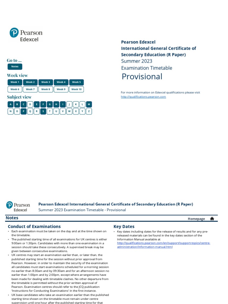 Edexcel IGCSE Exam Timetable 2023 | PDF