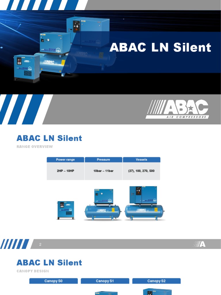 ABAC LN Silent Compressor Range Guide | PDF | Pump | Equipment