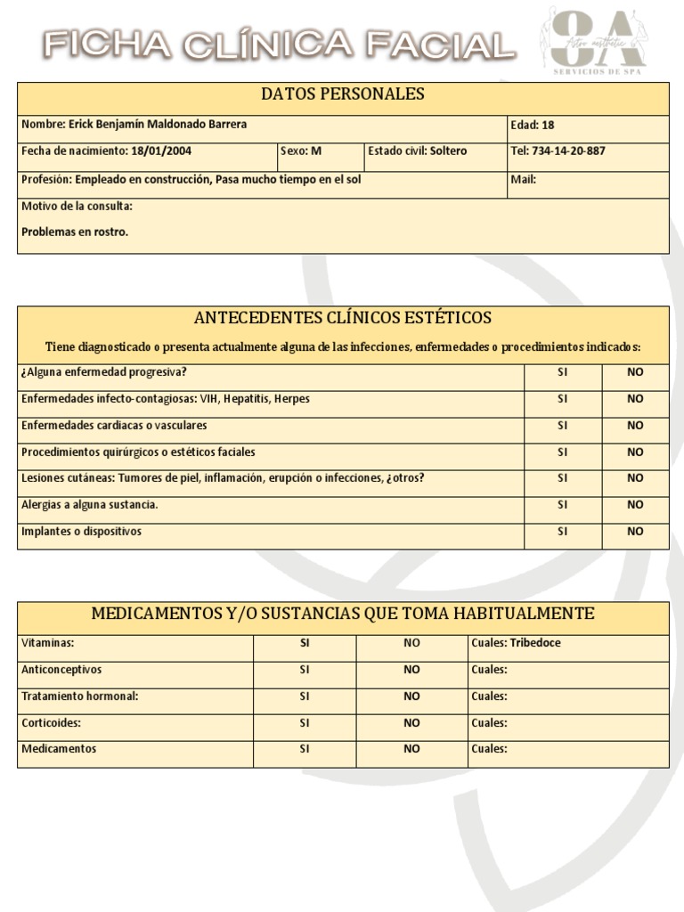 Ficha Clínica Paciente Erick | PDF | Cuidado de la salud | Salud pública