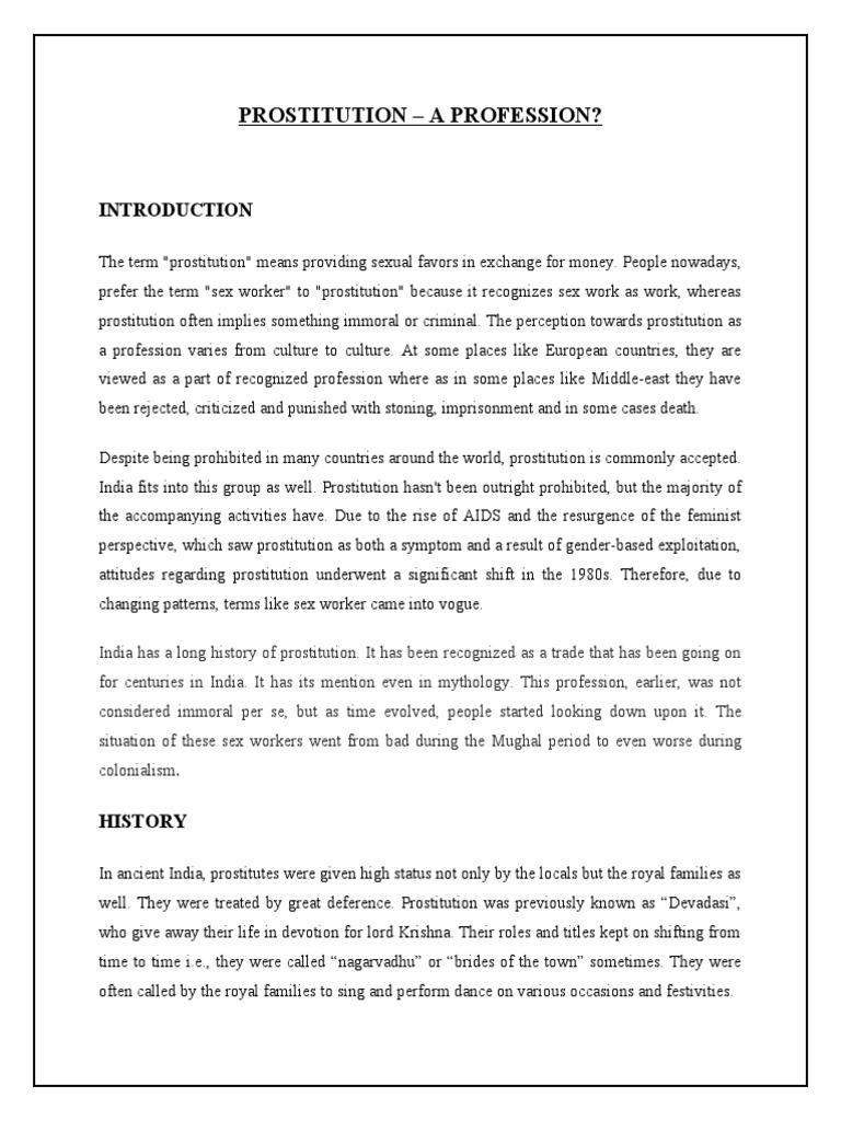 Is Prostitution A Profession A Look At The History And Laws Around Sex Work In India Pdf