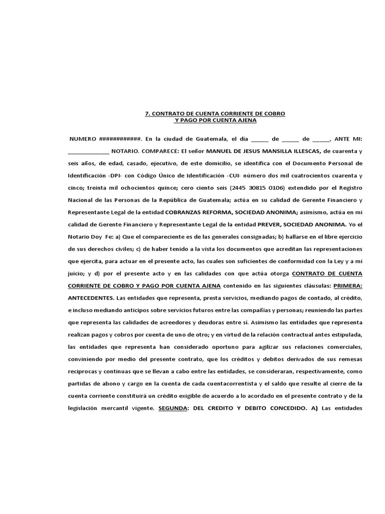 Contrato de Cuenta Corriente | PDF | Pagos | Contabilidad Contrato de Cuenta Corriente | PDF | Pagos | Contabilidad