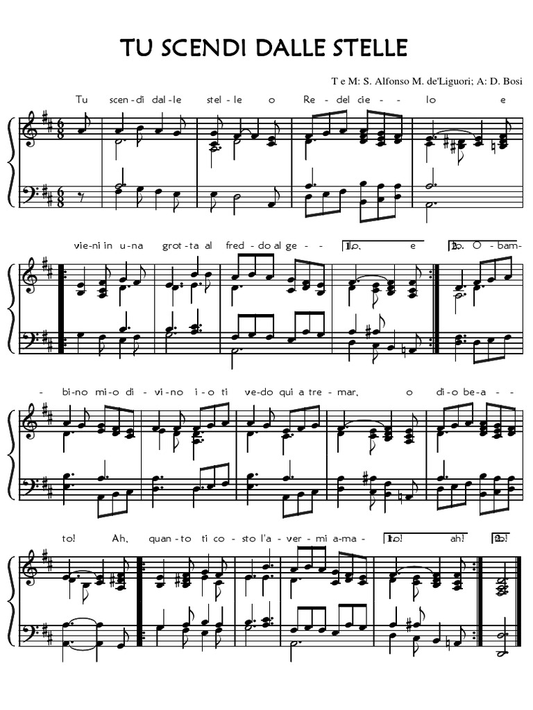 Tu Scendi Dalle Stelle Lyrics & Music | PDF | Christmas Carols