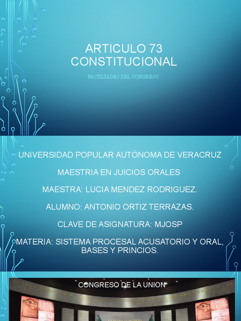 Facultades del Congreso según Art. 73 | PDF | Regulación | Constitución
