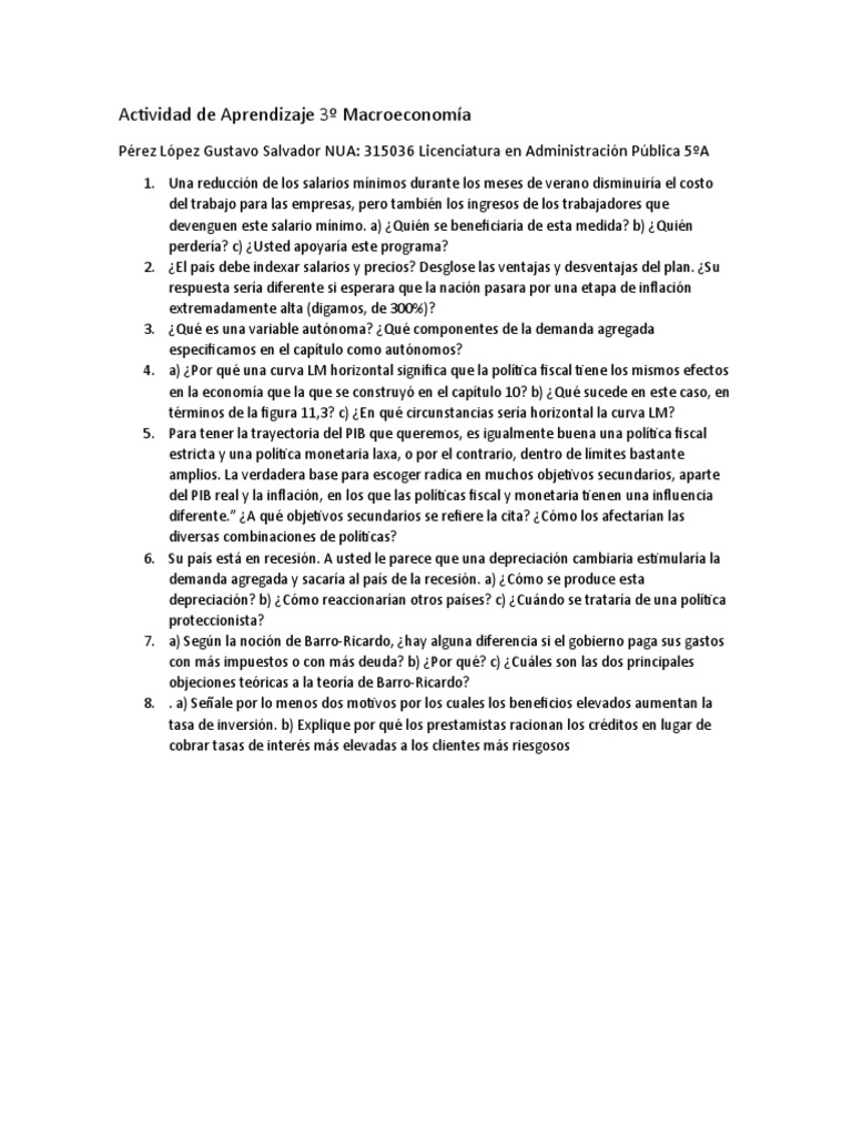 Act 3 Macro | PDF | Inflación | Economía política