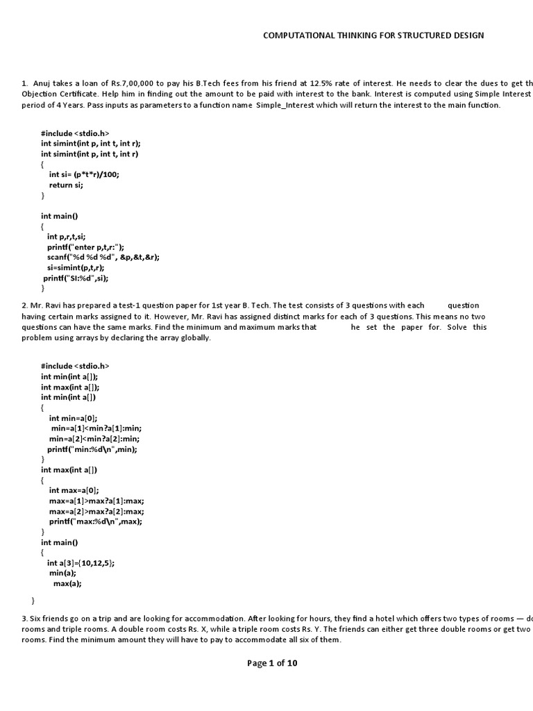 WEEK 3 Solutions | Download Free PDF | Pointer (Computer Programming) | Interest