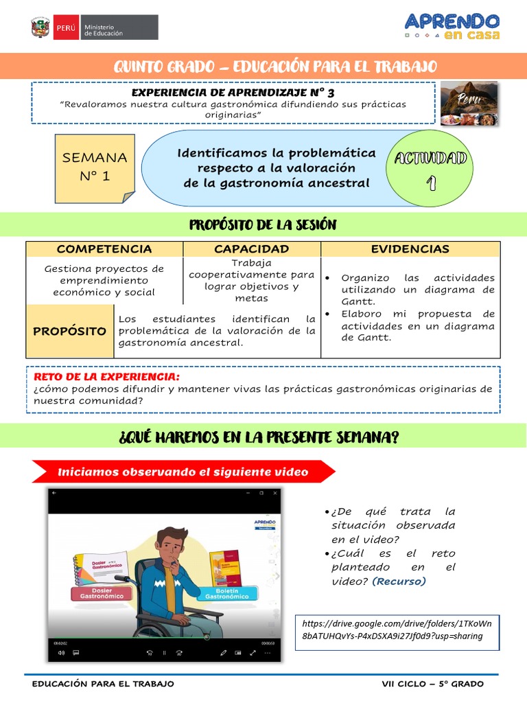 Iii Experiencia De Aprendizaje Act 1 5 Grado Sem 1 Pdf