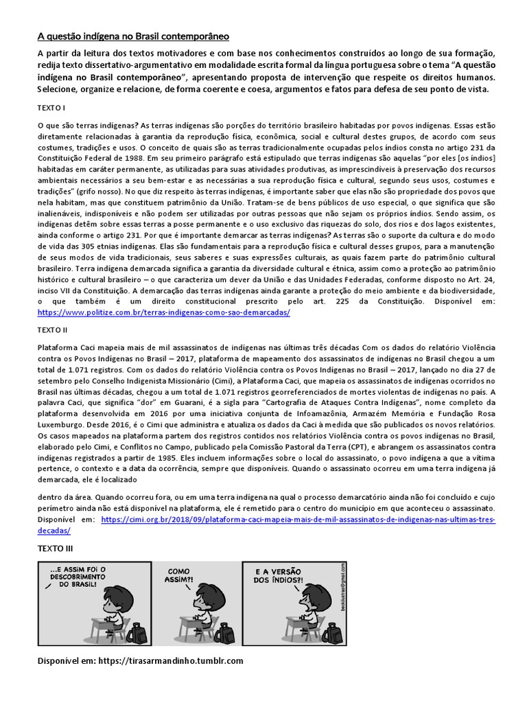 A Questão Indígena No Brasil Contemporâneo Pdf Povos Indígenas Brasil