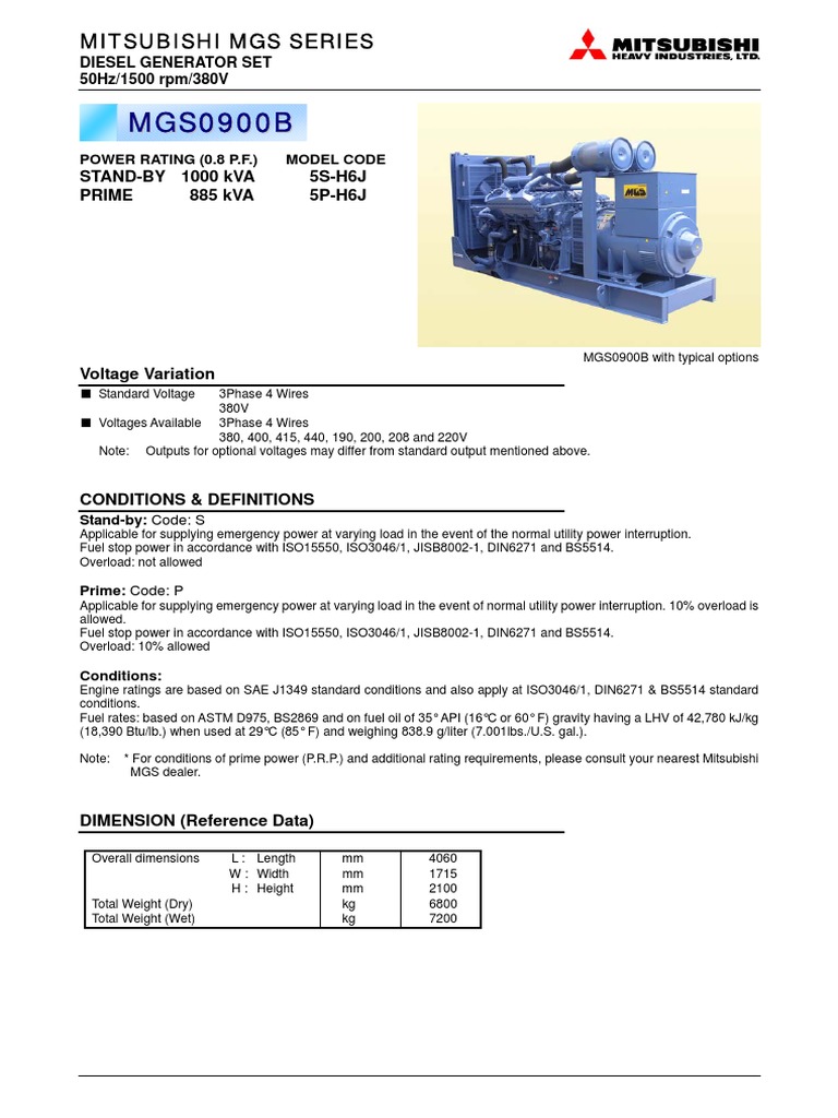 Genset Datasheet | PDF | Electric Generator | Internal Combustion Engine