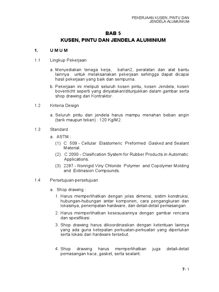 BAB 5 Kusen, Pintu Dan Jendela Aluminium | PDF