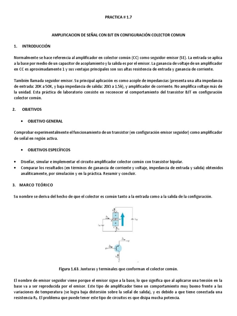 PRACTICA 7 Amplificacion CC | PDF | Transistor de unión bipolar | Transistor
