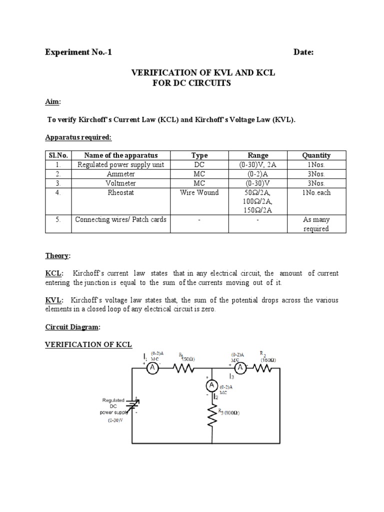 Verification of KCL and KVL | PDF | Power Supply | Voltage