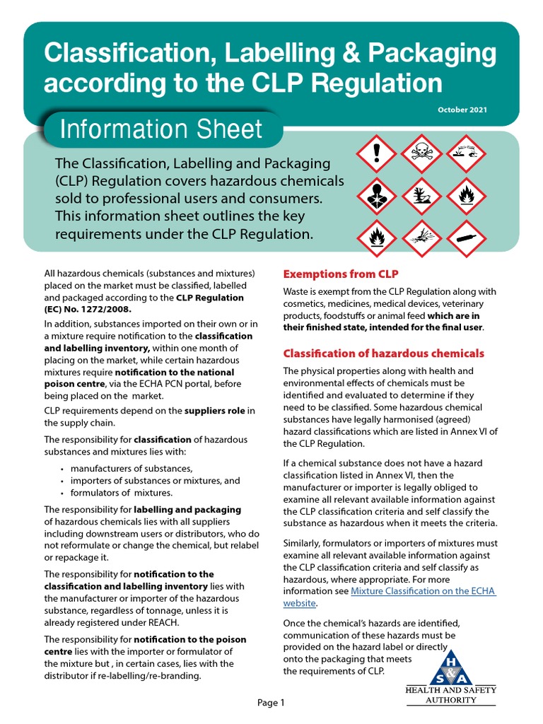 CLP Info Sheet | PDF | Dangerous Goods | Safety