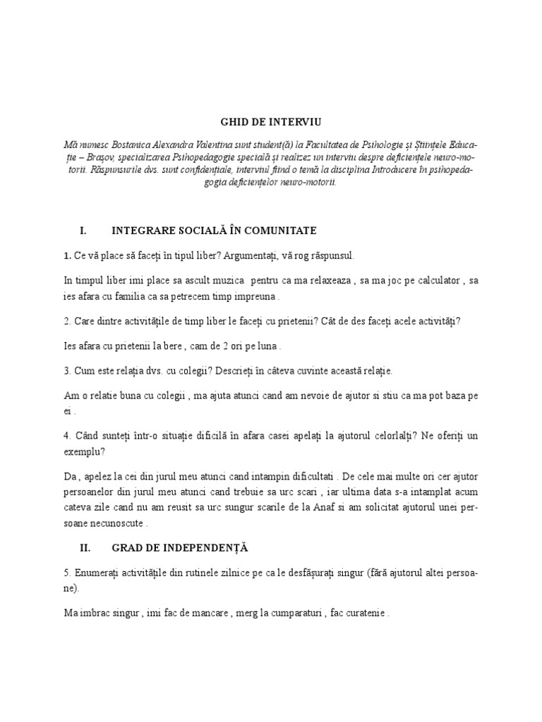 Interviu +interpretare | PDF